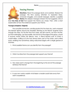 Theme Tracing Worksheet - Character Growth & Meaning