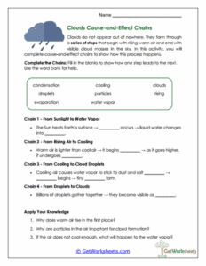 Cloud Types and Formation Worksheets - GetWorksheets.com