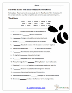 Collective Nouns Worksheets - GetWorksheets.com