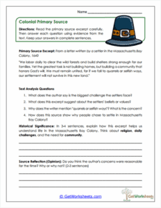 Colonial America Worksheets - GetWorksheets.com