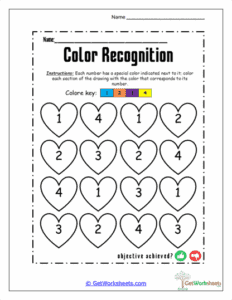 Color Hearts Worksheet - Coloring by Number Patterns