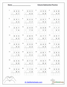 Multi-Step Subtract Worksheet - Mastering Regrouping Across Place Values