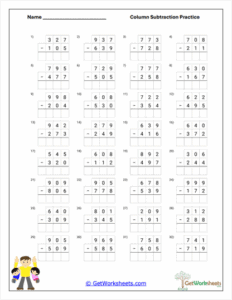 Column Subtraction Worksheets - GetWorksheets.com