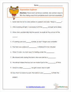 Expression Explorer Worksheet - Using Context to Understand Idioms