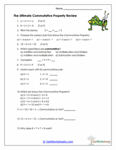 Ultimate Review Worksheet - Mastering the Commutative Property