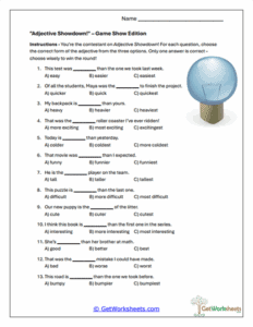 Adjective Showdown Game Worksheet - Degrees of Comparison