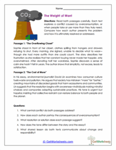 The Weight of Want Worksheet - Comparing Conflict and Solutions
