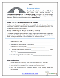 Courage Connections Worksheet - Comparing Character Choices