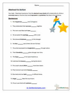 Concrete vs. Abstract Nouns Worksheets - GetWorksheets.com