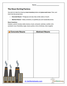 Concrete vs. Abstract Nouns Worksheets - GetWorksheets.com