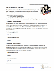 Emotions in Action Worksheet - Exploring Feelings Through Role Play