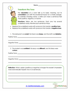 Connotation vs. Denotation Worksheets - GetWorksheets.com