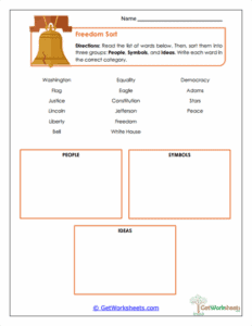 Freedom Sort Worksheet - Categorizing Civics Concepts
