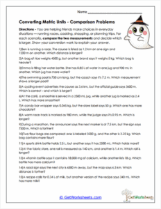 Converting Metric Units Worksheets - GetWorksheets.com