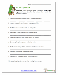 Correcting Sentence Errors Worksheets - GetWorksheets.com