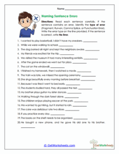 Correcting Sentence Errors Worksheets - GetWorksheets.com