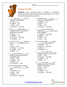 Correlative Conjunctions Worksheets - GetWorksheets.com