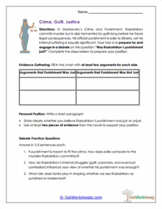 Justice Debate Prep Worksheet - Crime and Punishment Punishment & Moral ...