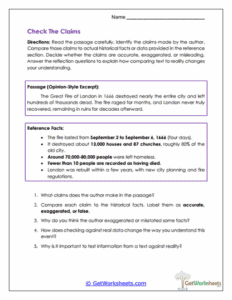 Check the Claims Worksheet - Verifying Historical Accuracy