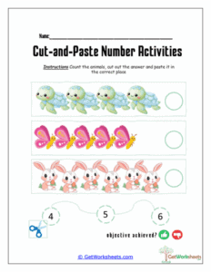 Counting Critter Cut & Match Worksheet - Tally, Choose, and Paste Numbers