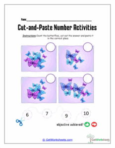 Butterfly Count & Snip Worksheet - Counting Wings and Matching Numbers