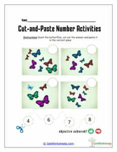 Butterfly Garden Tally & Paste Worksheet - Counting Colorful Butterfly ...