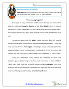 Remembering Together Worksheet - Reading Comprehension & Text-Based ...