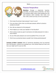 Dealing with Peer Pressure Worksheets - GetWorksheets.com
