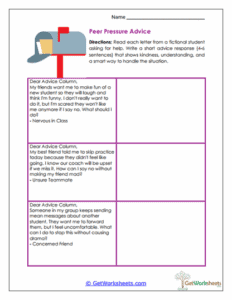 Dealing with Peer Pressure Worksheets - GetWorksheets.com