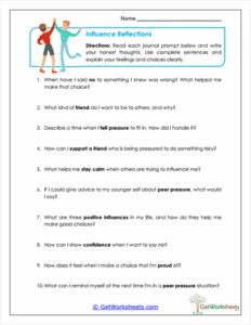 Dealing with Peer Pressure Worksheets - GetWorksheets.com