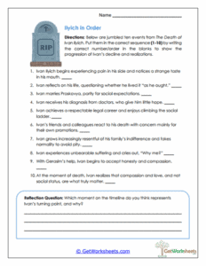 Ilyich in Order Worksheet - Plot Sequencing & Character Realization