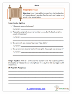 Declaration of Independence Worksheets - GetWorksheets.com