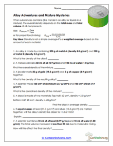 Density Worksheets | Density = Mass / Volume - GetWorksheets.com