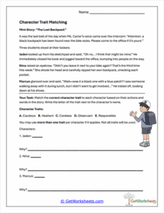Describing Characters Worksheets - GetWorksheets.com