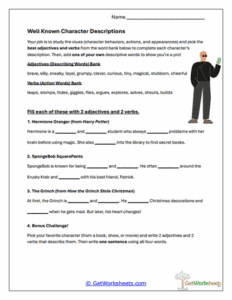 Describing Characters Worksheets - GetWorksheets.com