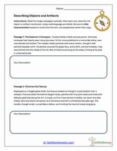 Describing Objects and Artifacts Worksheets - GetWorksheets.com