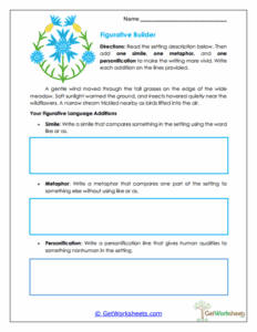 Figurative Builder Worksheet - Enhancing Descriptive Writing