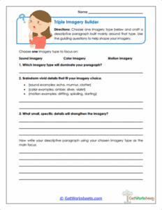 Imagery-Focused Paragraph Worksheet - Writing with Purposeful Detail