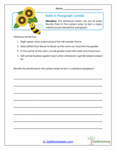 Paragraph Order Jumble Worksheet - Organizing Description