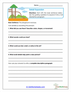 Descriptive Paragraph Structure Worksheets - GetWorksheets.com