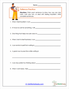 Developing Patience Worksheets - GetWorksheets.com