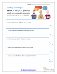 Dialogue Fix-Up Worksheet - Correcting Dialogue Mechanics