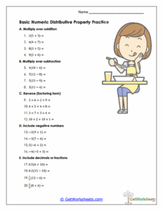 Numeric Distribution Worksheet - Mastering the Distributive Property