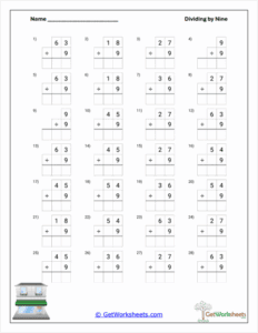 Dividing by Nine Worksheets - GetWorksheets.com