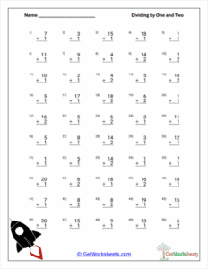 Dividing by One and Two Worksheets - GetWorksheets.com