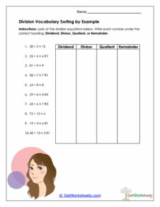 Division Vocabulary Worksheets - GetWorksheets.com