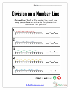 Jump Pattern Dissolution Worksheet - Division Reasoning with Number Lines