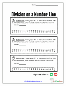 Repeated Jumps Worksheet - Division on Number Lines