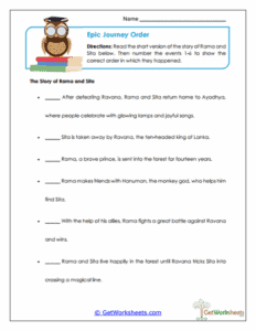 Epic Journey Order Worksheet - Sequencing & Story Structure