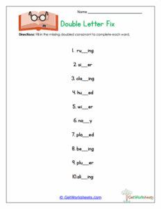 Double Consonants Worksheets - GetWorksheets.com